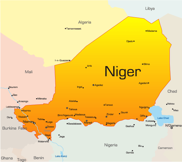 Niger Map Showing Attractions & Accommodation